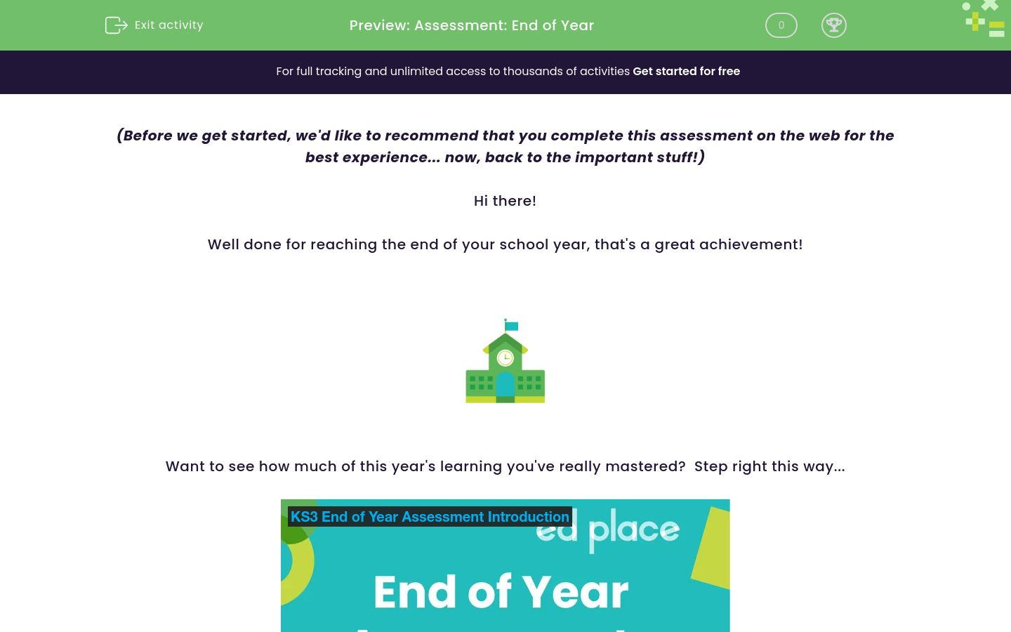 Assessment: End of Year Worksheet - EdPlace