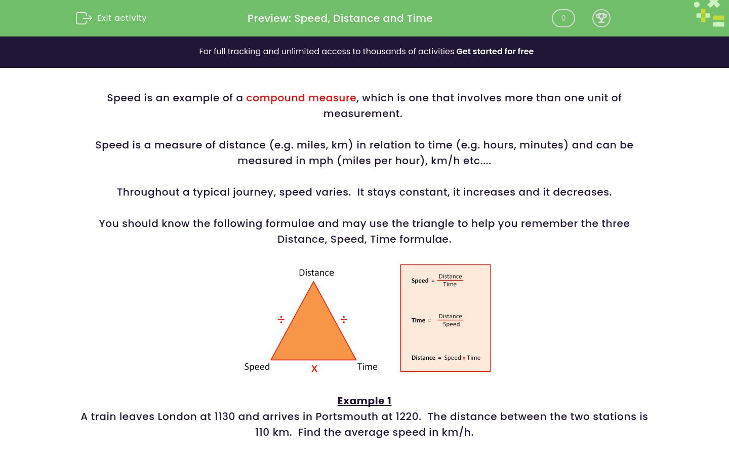 Calculate Speed, Distance and Time Worksheet - EdPlace