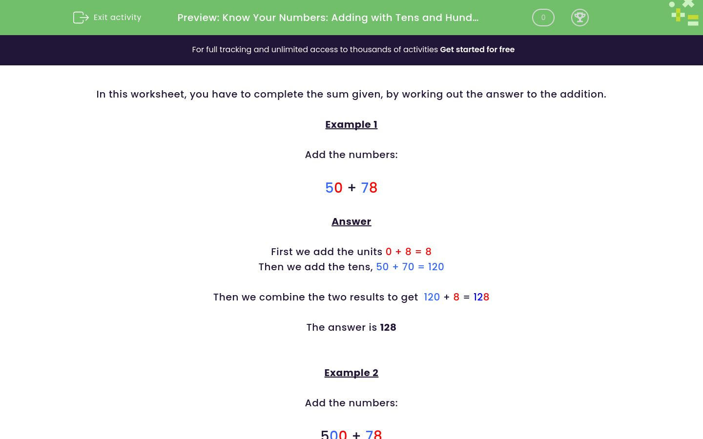 Use Partitioning to Add Numbers Worksheet - EdPlace