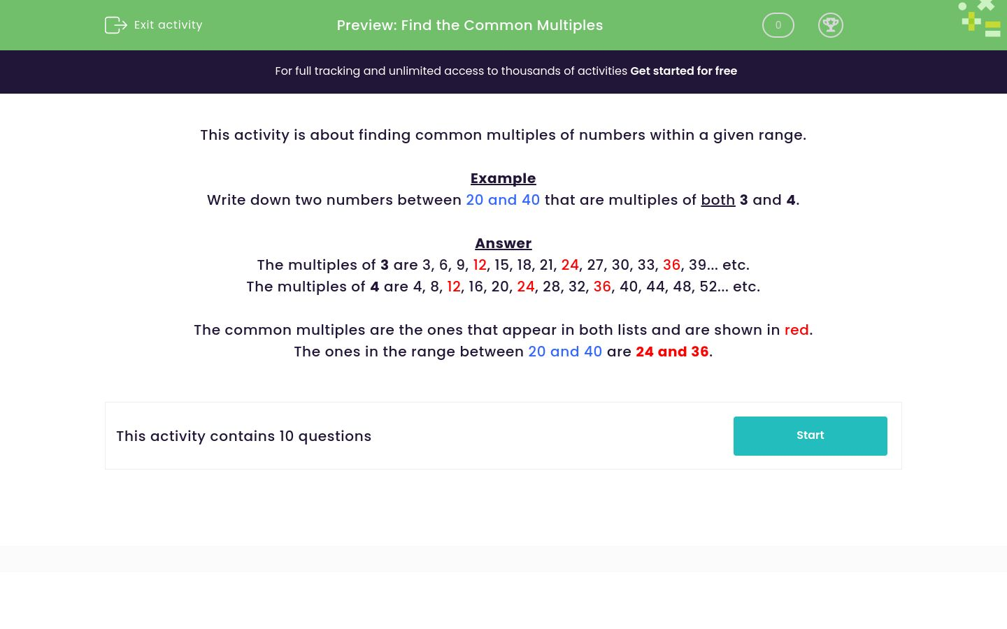 Find the Common Multiples Worksheet - EdPlace