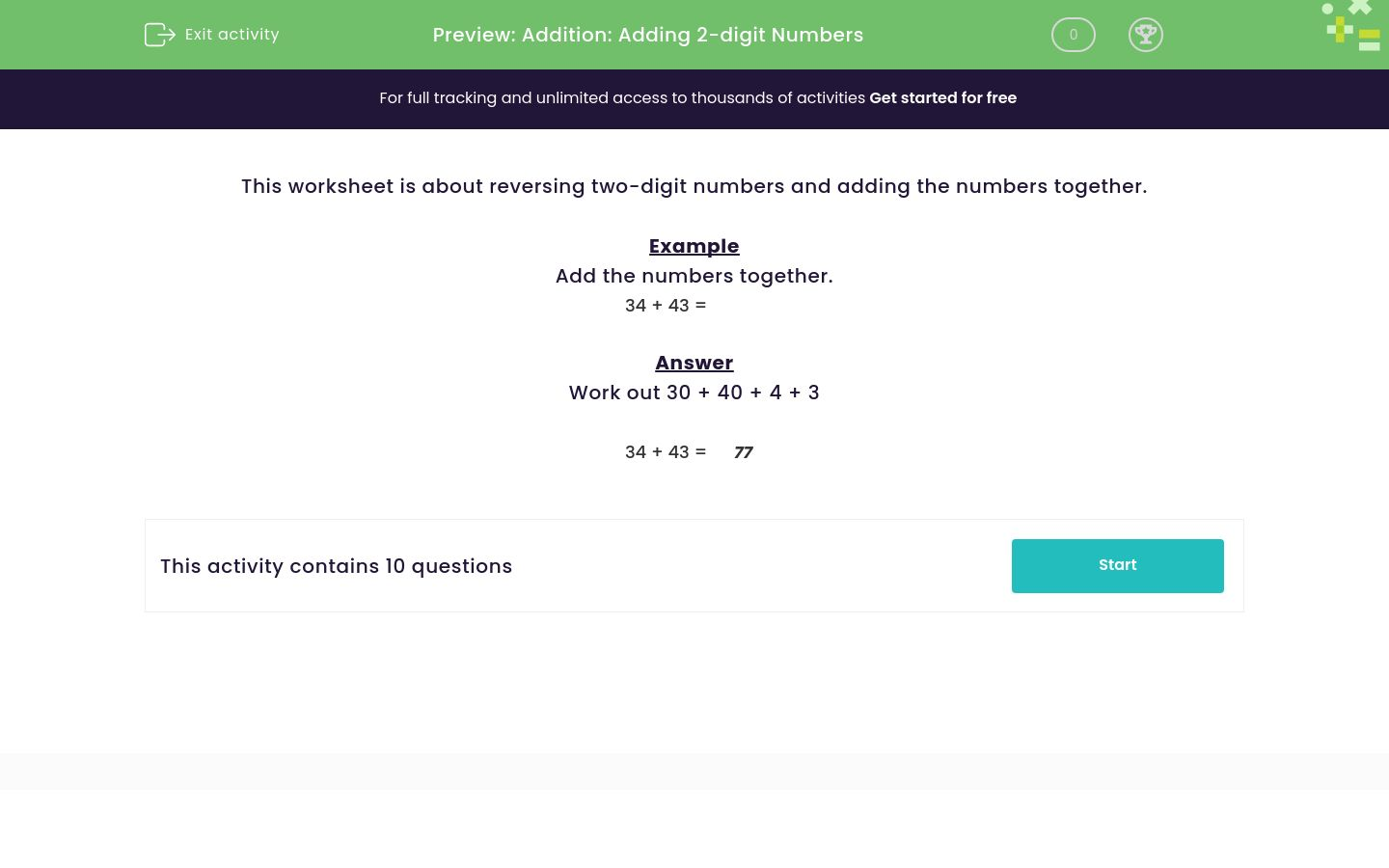 Use Partitioning to Add Two-Digit Numbers Worksheet - EdPlace