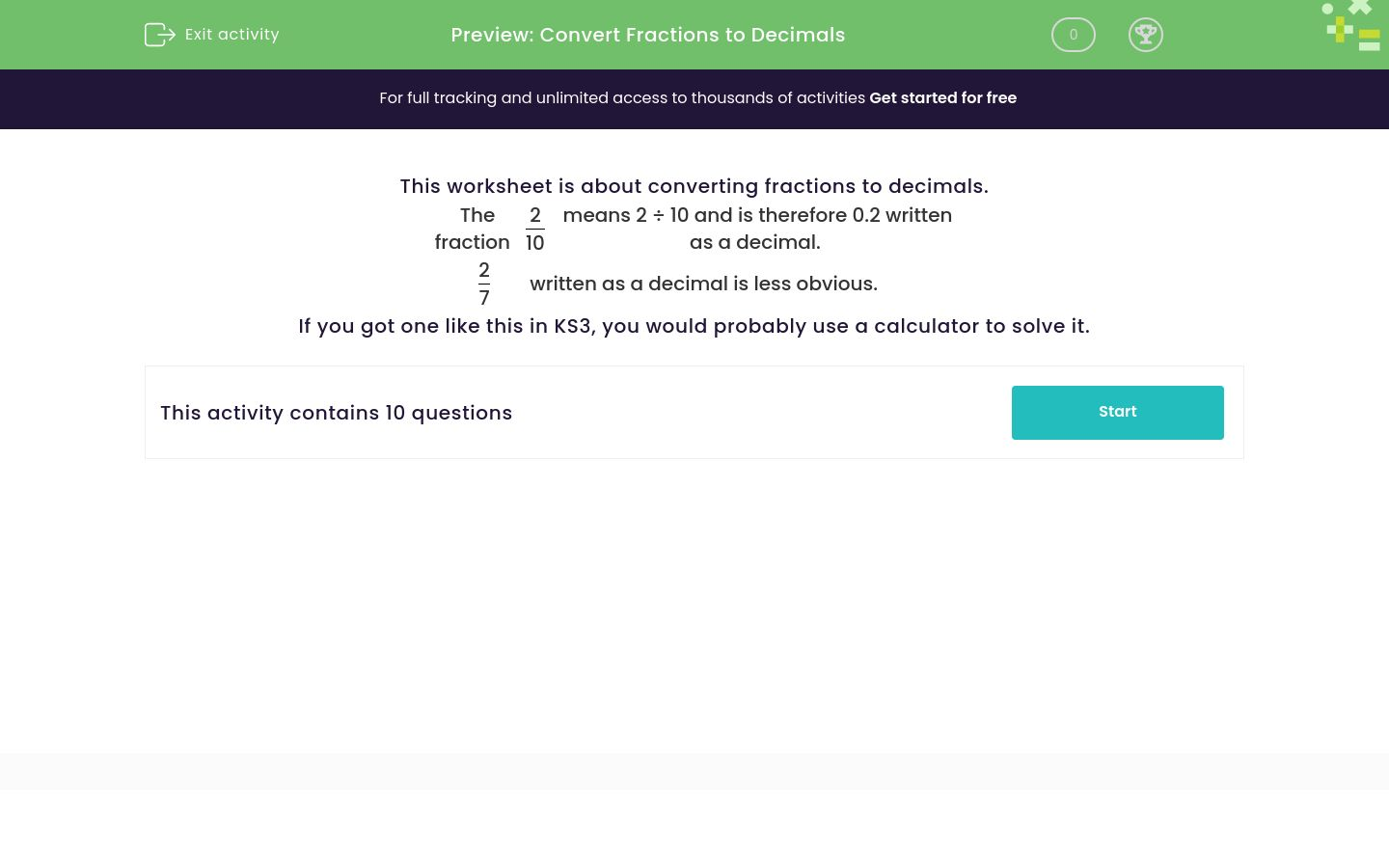Convert Fractions To Decimals Worksheet EdPlace convert-fractions-to-decimals-worksheet-edplace