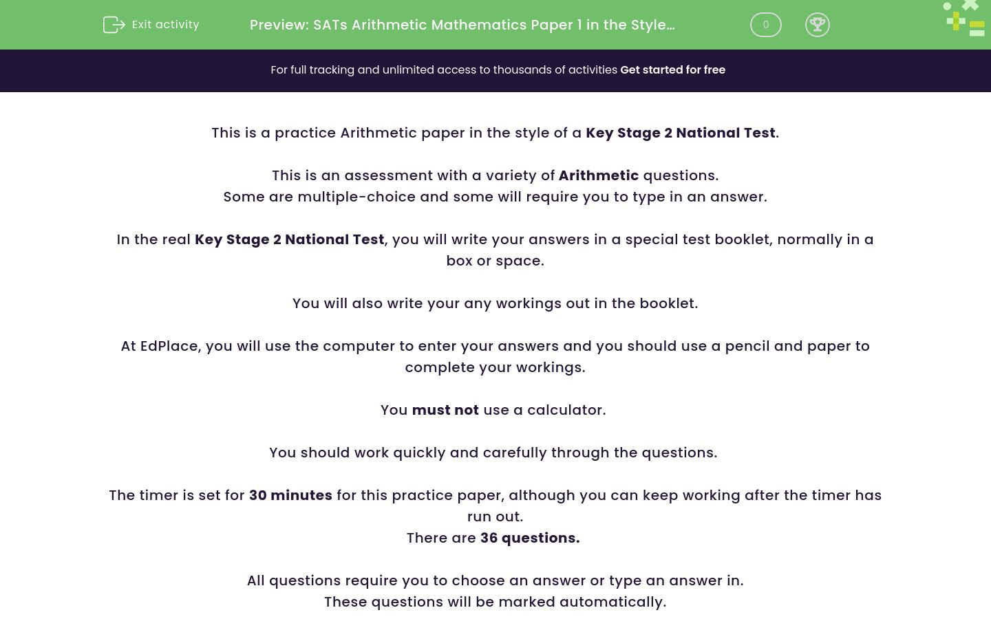 SATs Arithmetic Mathematics Paper 1 in the Style of Key Stage 2 ...