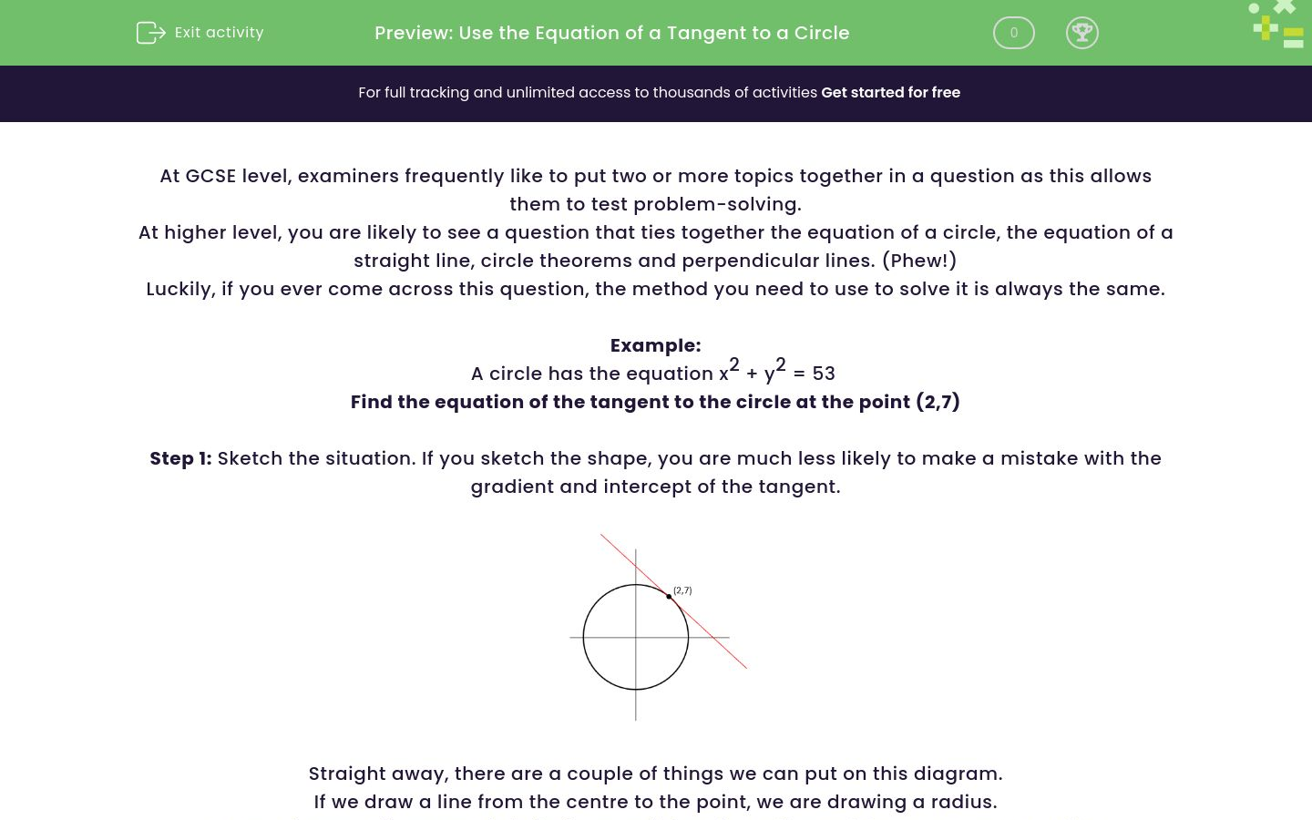 Use the Equation of a Tangent to a Circle Worksheet - EdPlace