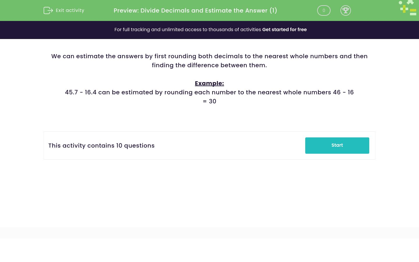 Use Rounding to Estimate Subtraction of Decimals Worksheet - EdPlace