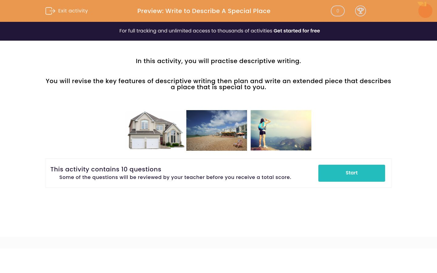 Write to Describe A Special Place Worksheet - EdPlace