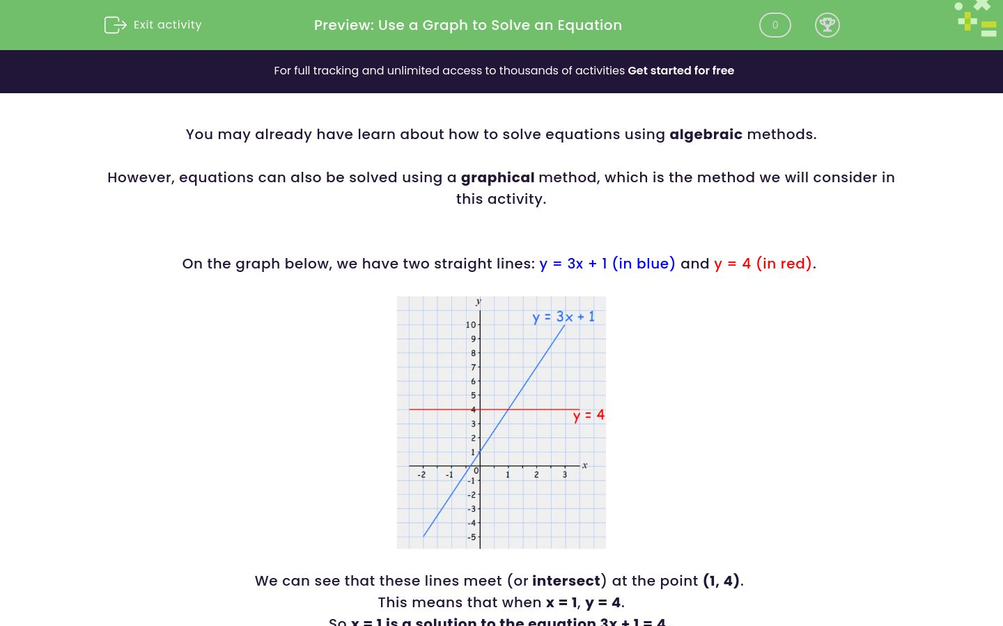 Use a Graph to Solve an Equation Worksheet - EdPlace