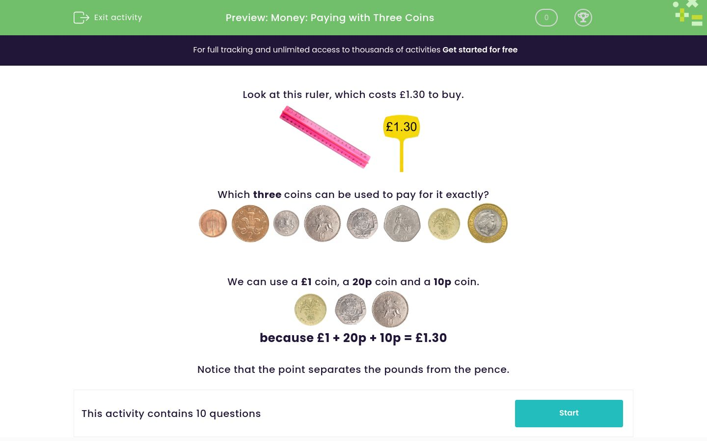 Choose Three Correct Coins to Make an Exact Amount Worksheet - EdPlace