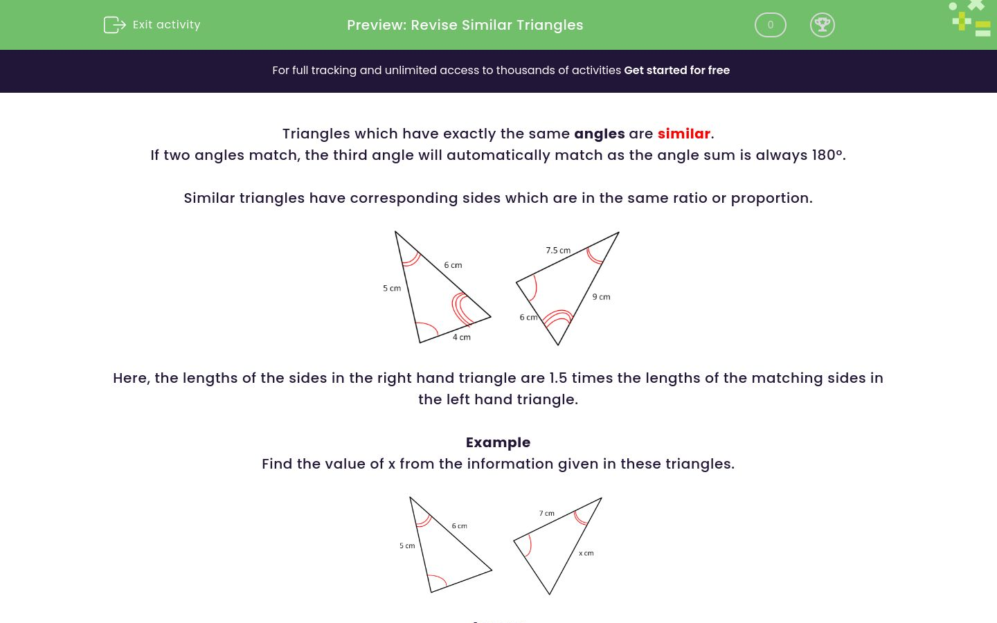Revise Similar Triangles Worksheet - EdPlace