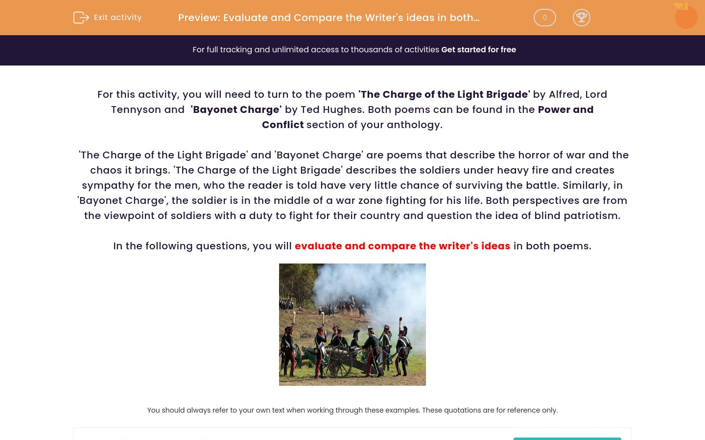 Evaluate and Compare the Writer's ideas in both 'The Charge of the ...