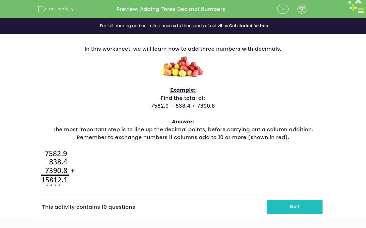 Add Three Decimal Numbers Worksheet - EdPlace