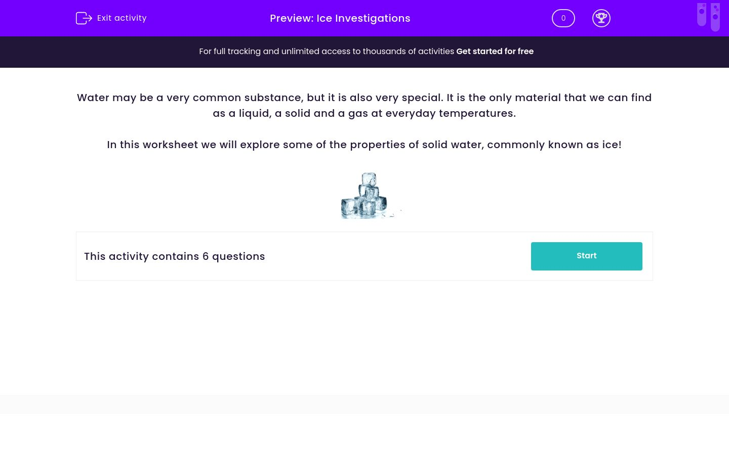 Investigate the Properties of Ice Worksheet - EdPlace