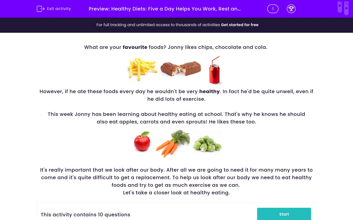 Understand The Important Elements of a Healthy Diet Worksheet - EdPlace