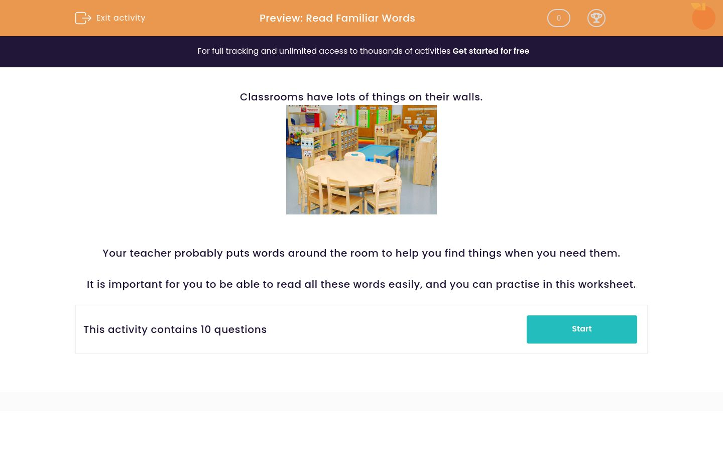 Read Familiar Words Worksheet - EdPlace