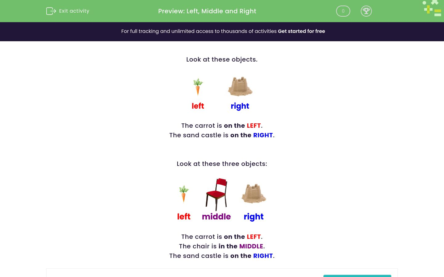 Know Which is Left, Middle and Right Worksheet - EdPlace