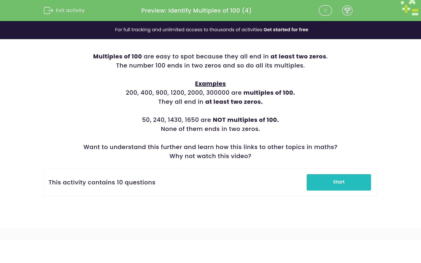 Practise Finding Multiples of 100 Worksheet - EdPlace