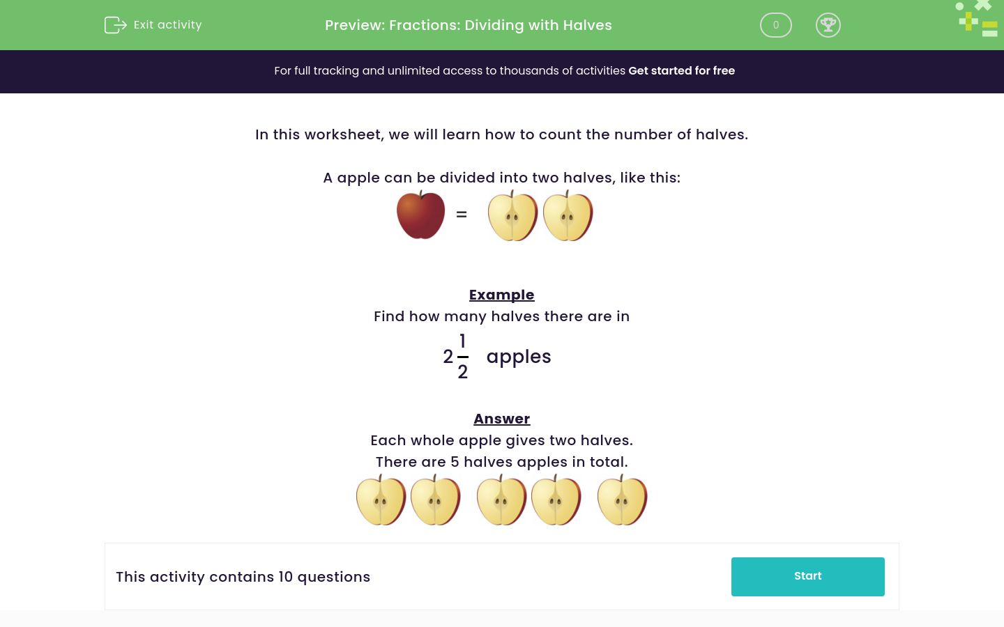 Practise Finding the Number of Halves in Mixed Numbers Worksheet - EdPlace