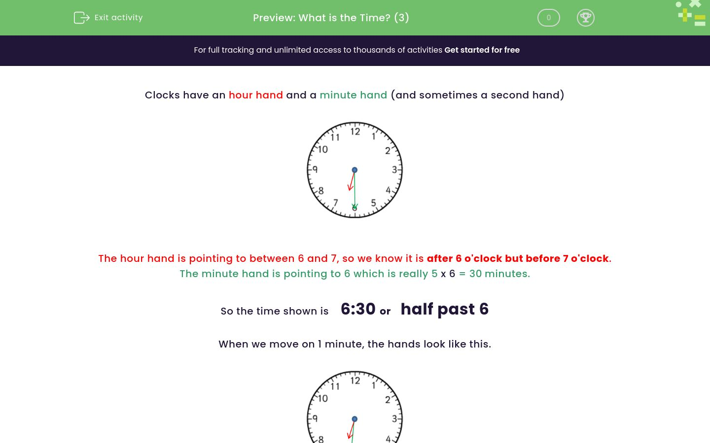 Read the Exact Time Worksheet - EdPlace