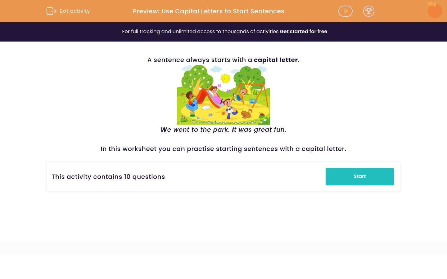 Use Capital Letters to Start Sentences Worksheet - EdPlace