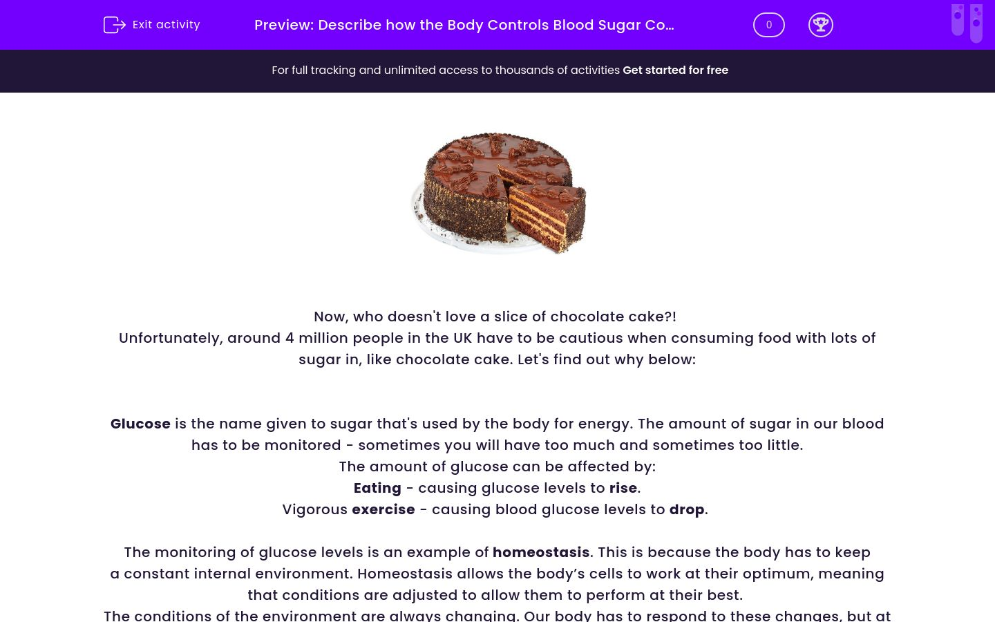 Describe how the Body Controls Blood Sugar Concentration Worksheet ...