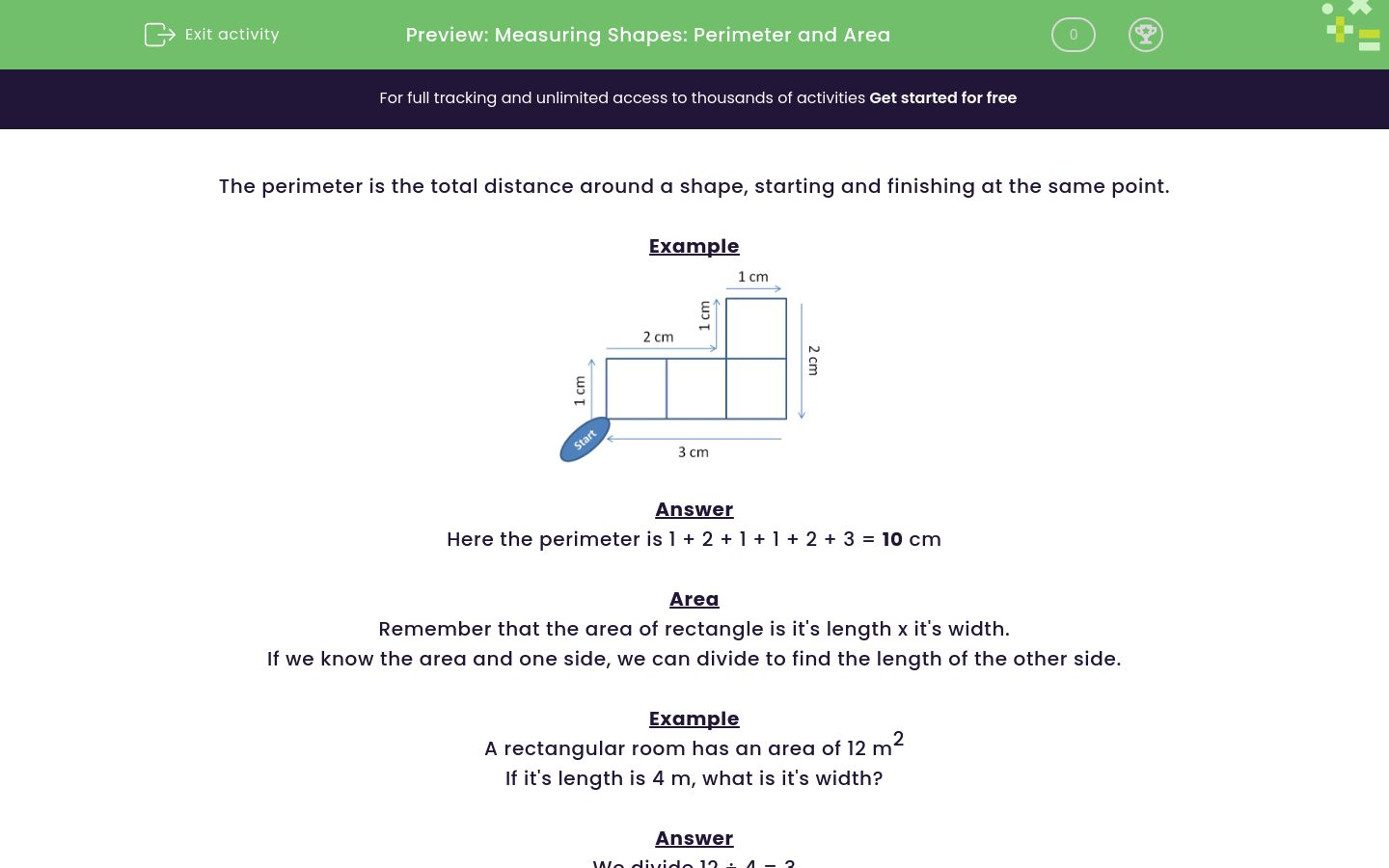 Calculate Areas and Perimeters of Rectangles Worksheet - EdPlace