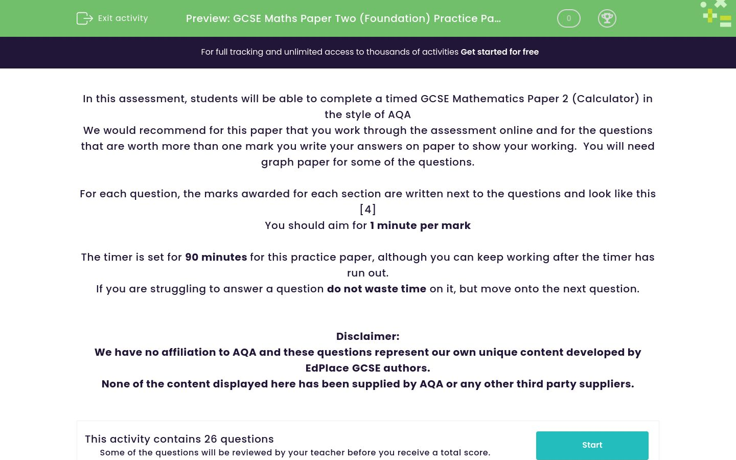 GCSE Maths Paper Two (Foundation) Practice Paper in the Style of AQA ...