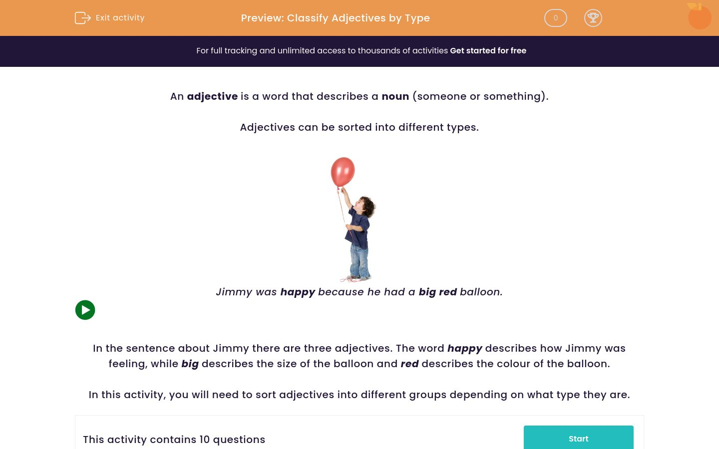Classify Adjectives by Type Worksheet - EdPlace