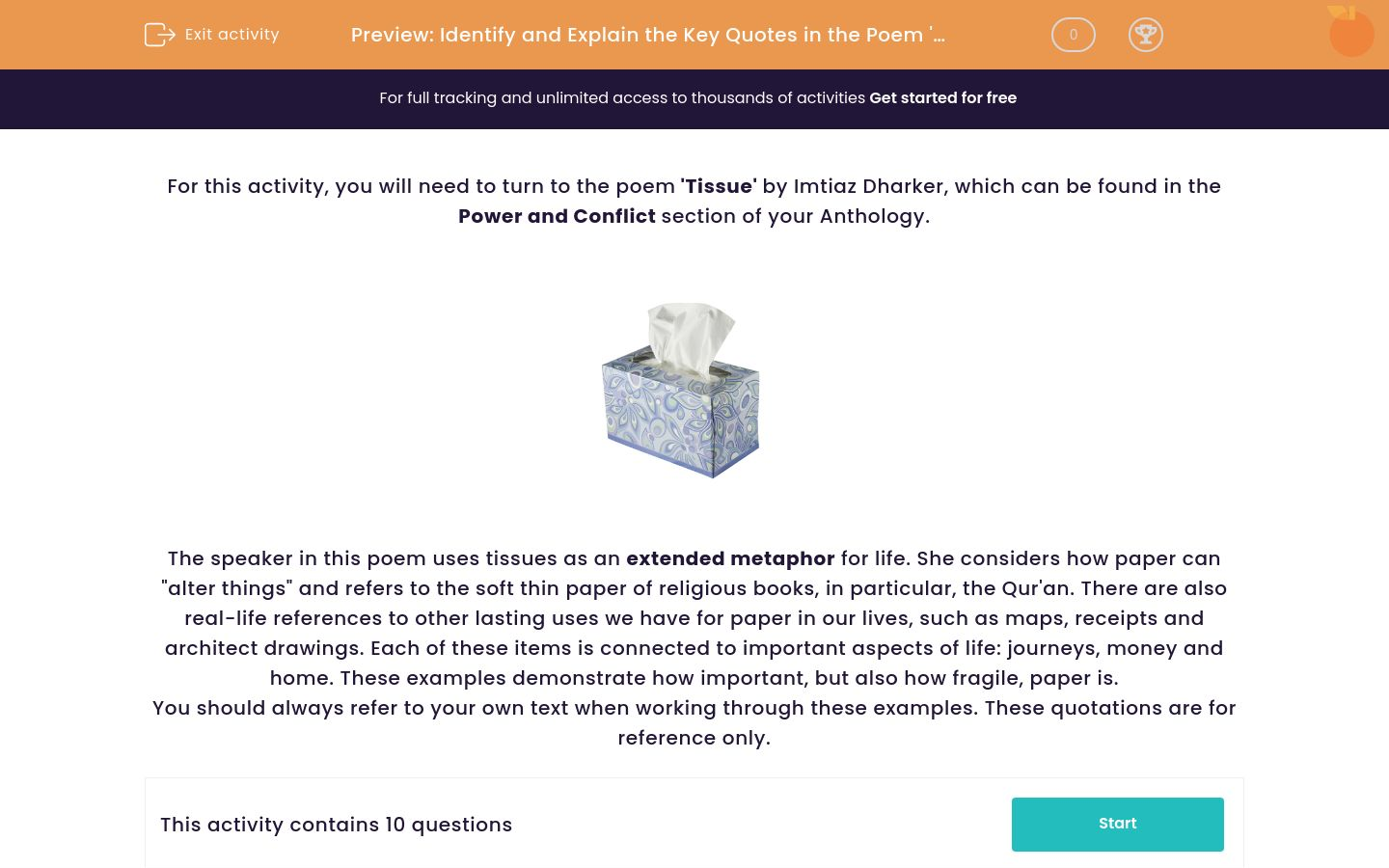 Identify and Explain the Key Quotes in the Poem 'Tissue' by Imtiaz ...