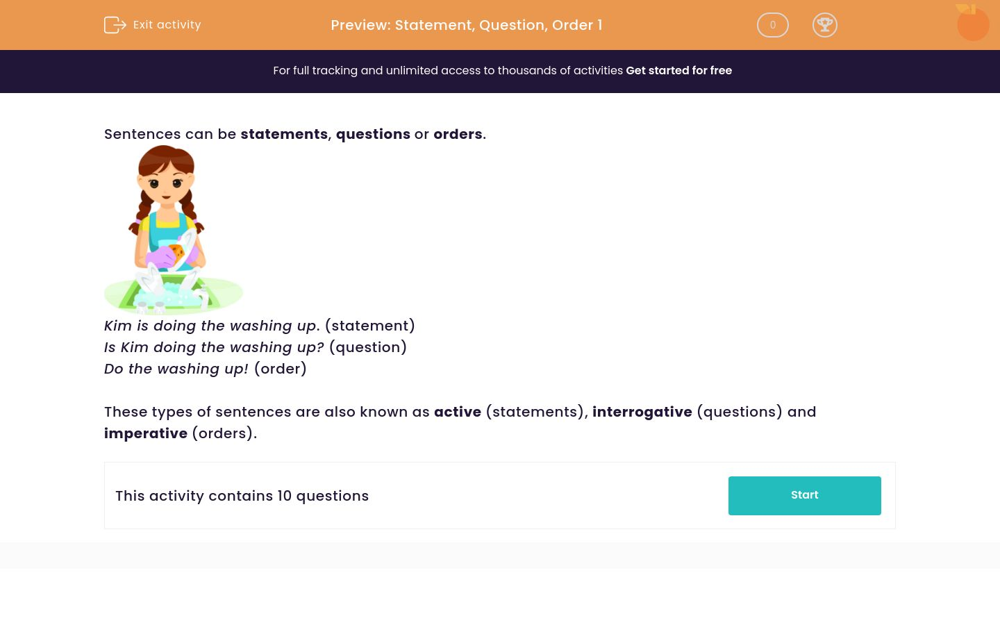 Identify Statements, Questions and Orders Worksheet - EdPlace