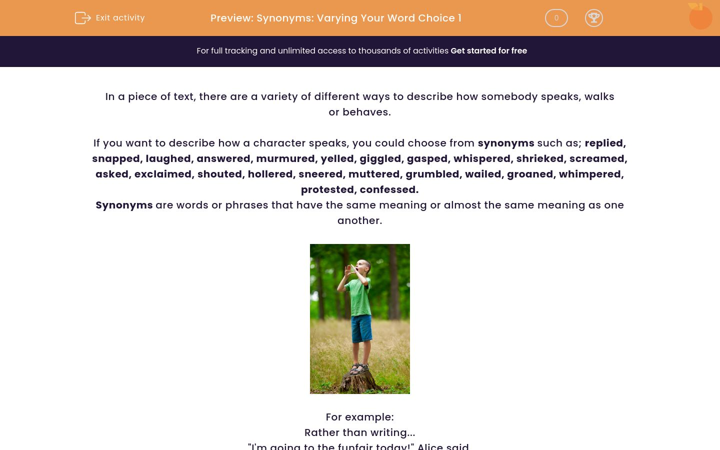 Vary Your Word Choice Using Synonyms Worksheet - EdPlace