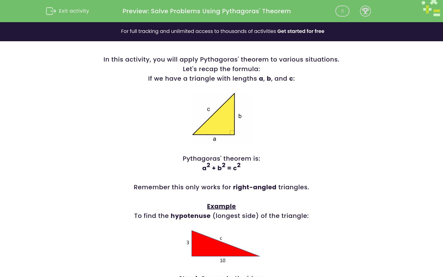 Solve Problems Using Pythagoras' Theorem Worksheet - EdPlace