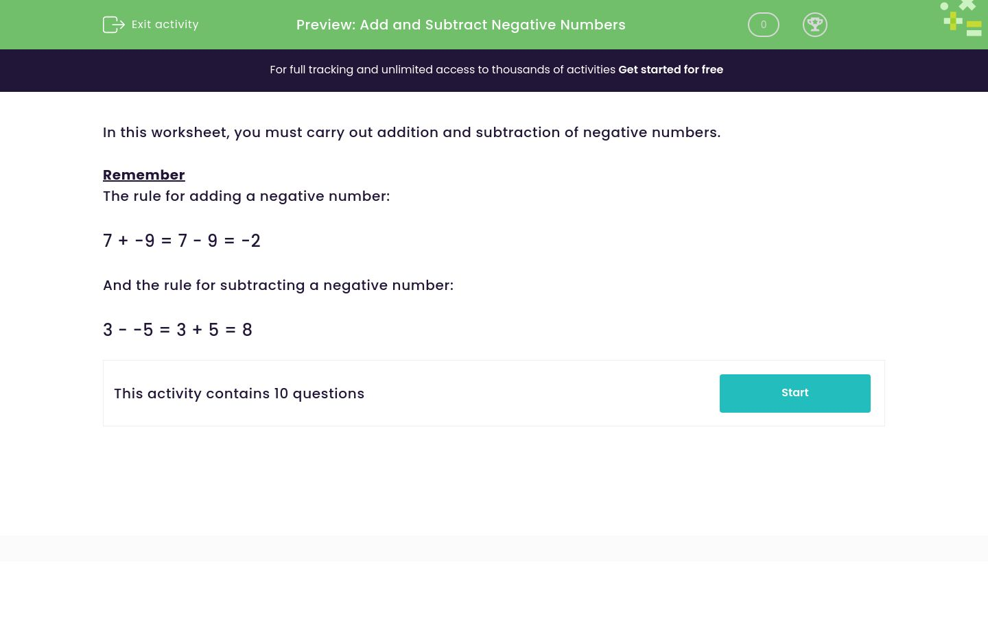 Add and Subtract Negative Numbers Worksheet - EdPlace