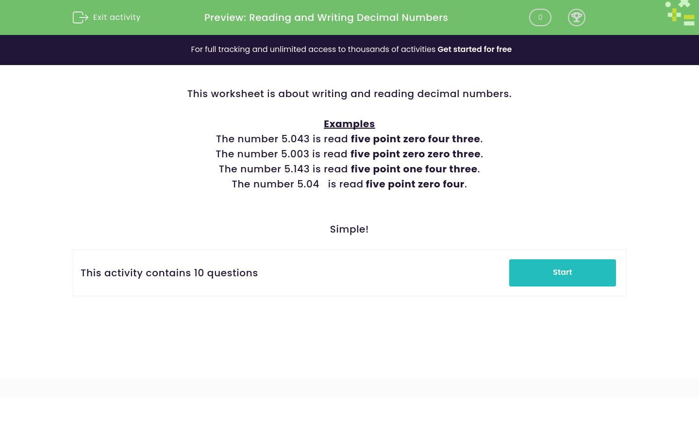 Understand How to Read and Write Decimal Numbers Worksheet - EdPlace