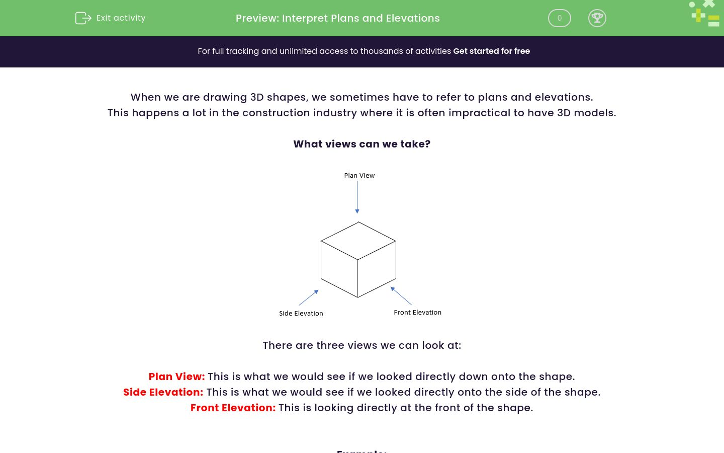 Interpret Plans and Elevations Worksheet - EdPlace