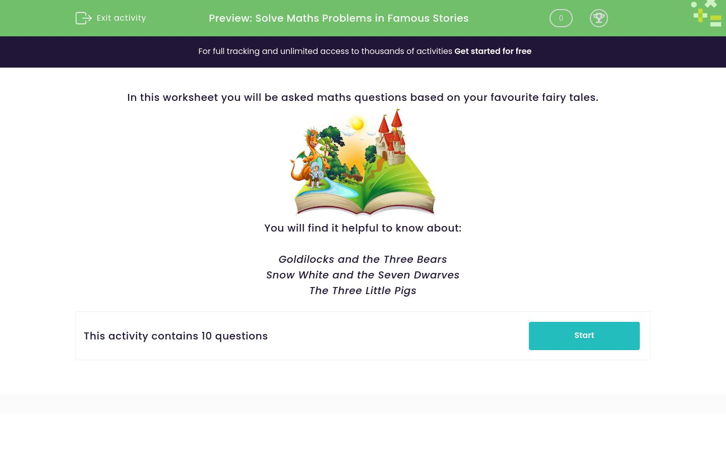 Solve Maths Problems in Famous Stories Worksheet - EdPlace