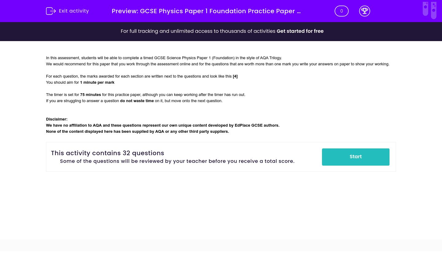 GCSE Physics Paper 1 Foundation Practice Paper in the Style of AQA ...