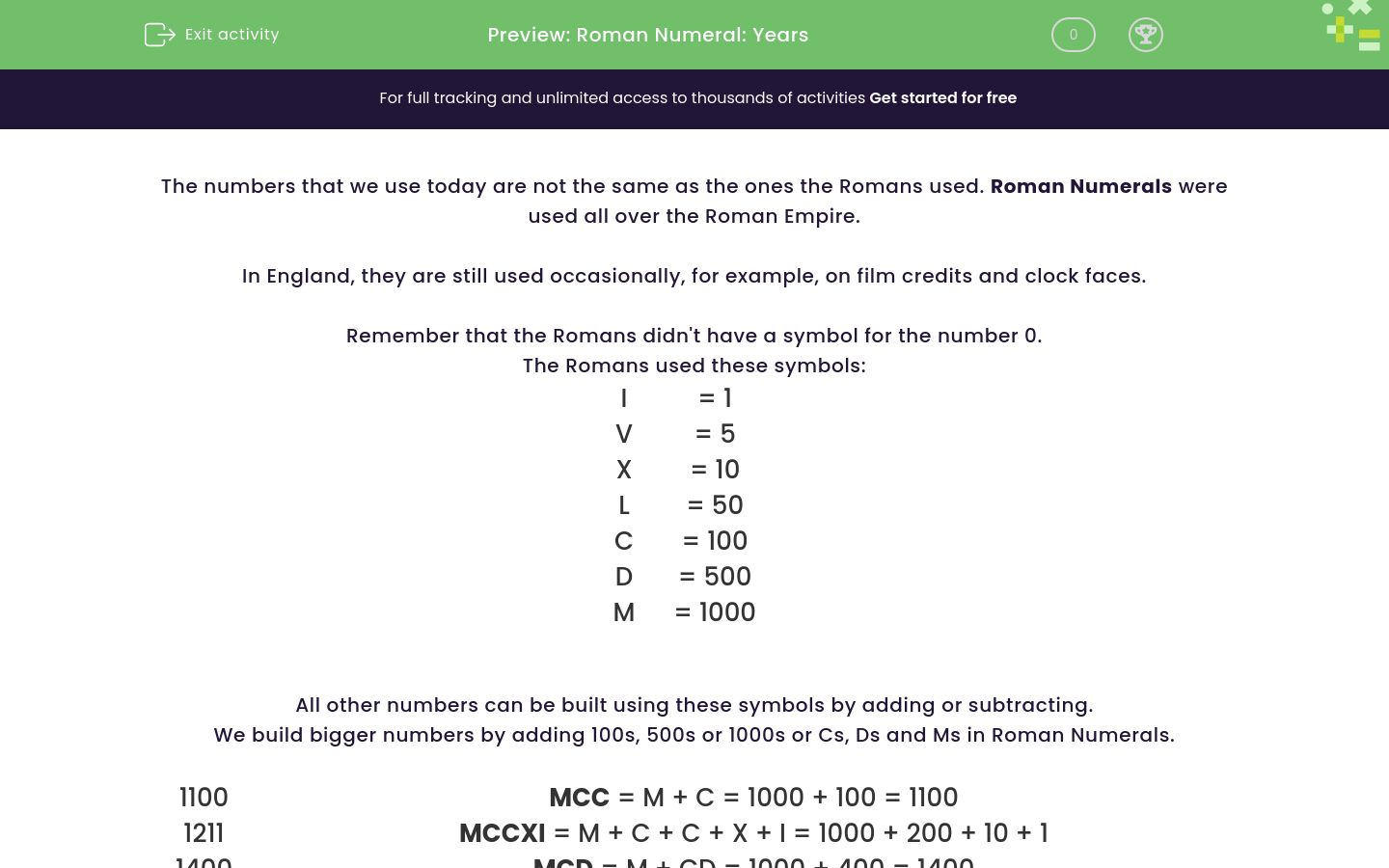 Interpret Dates Written in Roman Numerals Worksheet - EdPlace