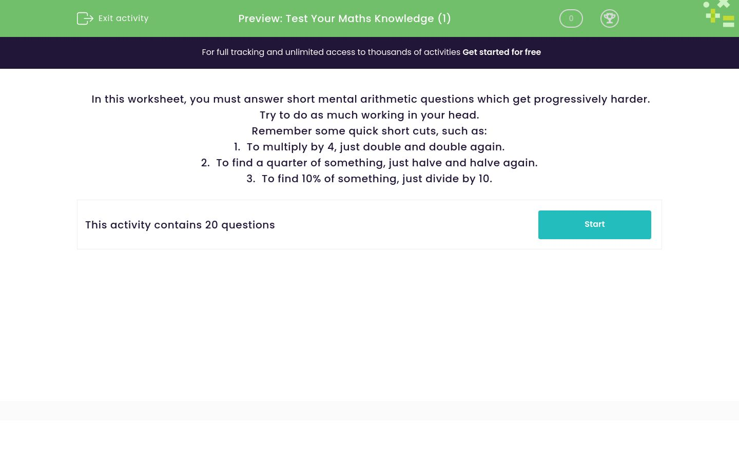 Test Your Maths Knowledge (1) Worksheet - EdPlace