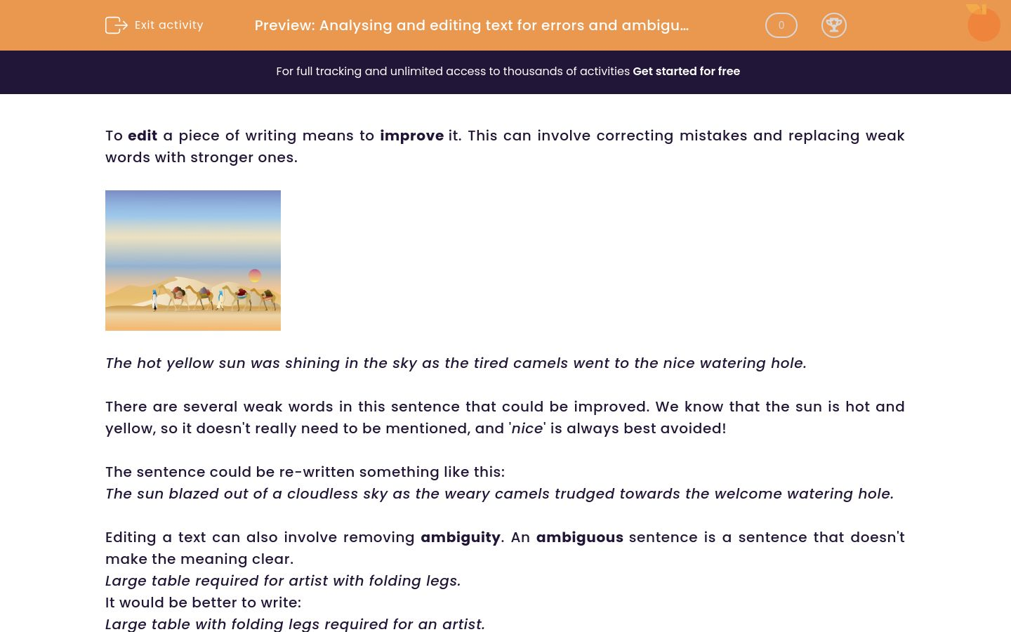 Analyse and Edit Text for Errors and Ambiguity Worksheet - EdPlace