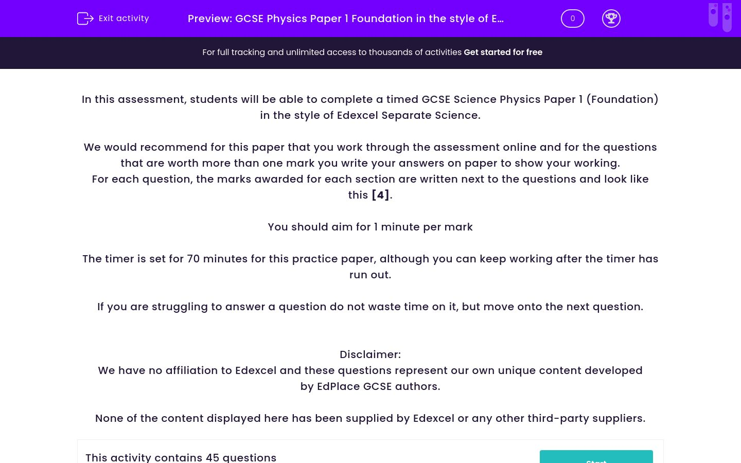 GCSE Physics Paper 1 Foundation in the style of Edexcel Separate ...