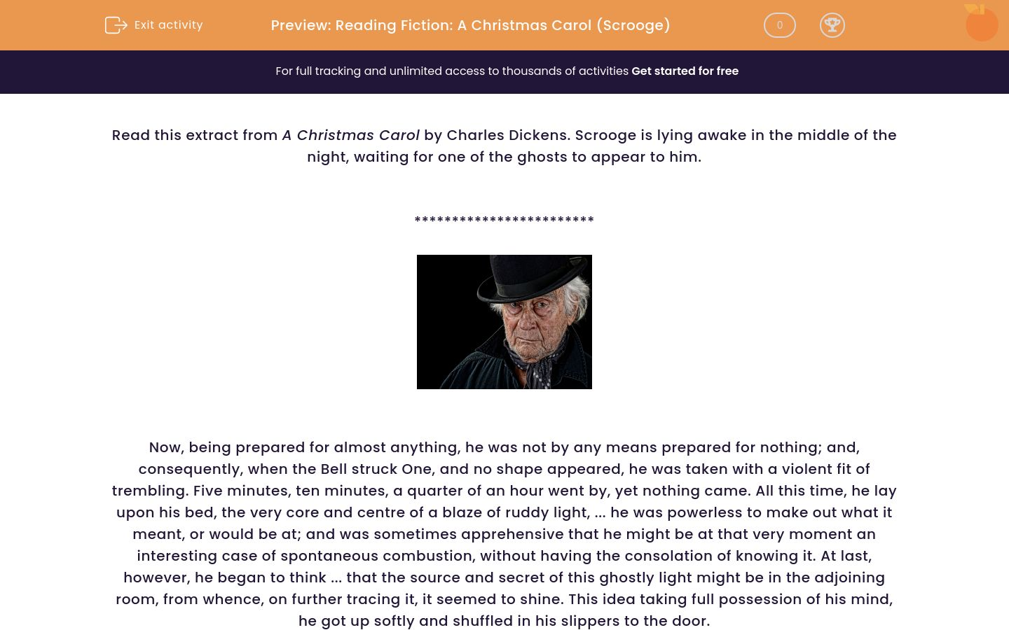 Analyse How Dickens Presents the Character of Scrooge Worksheet - EdPlace