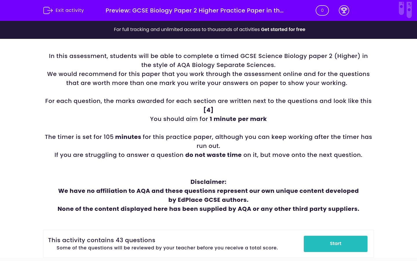 GCSE Biology Paper 2 Higher Practice Paper in the Style of AQA Biology ...