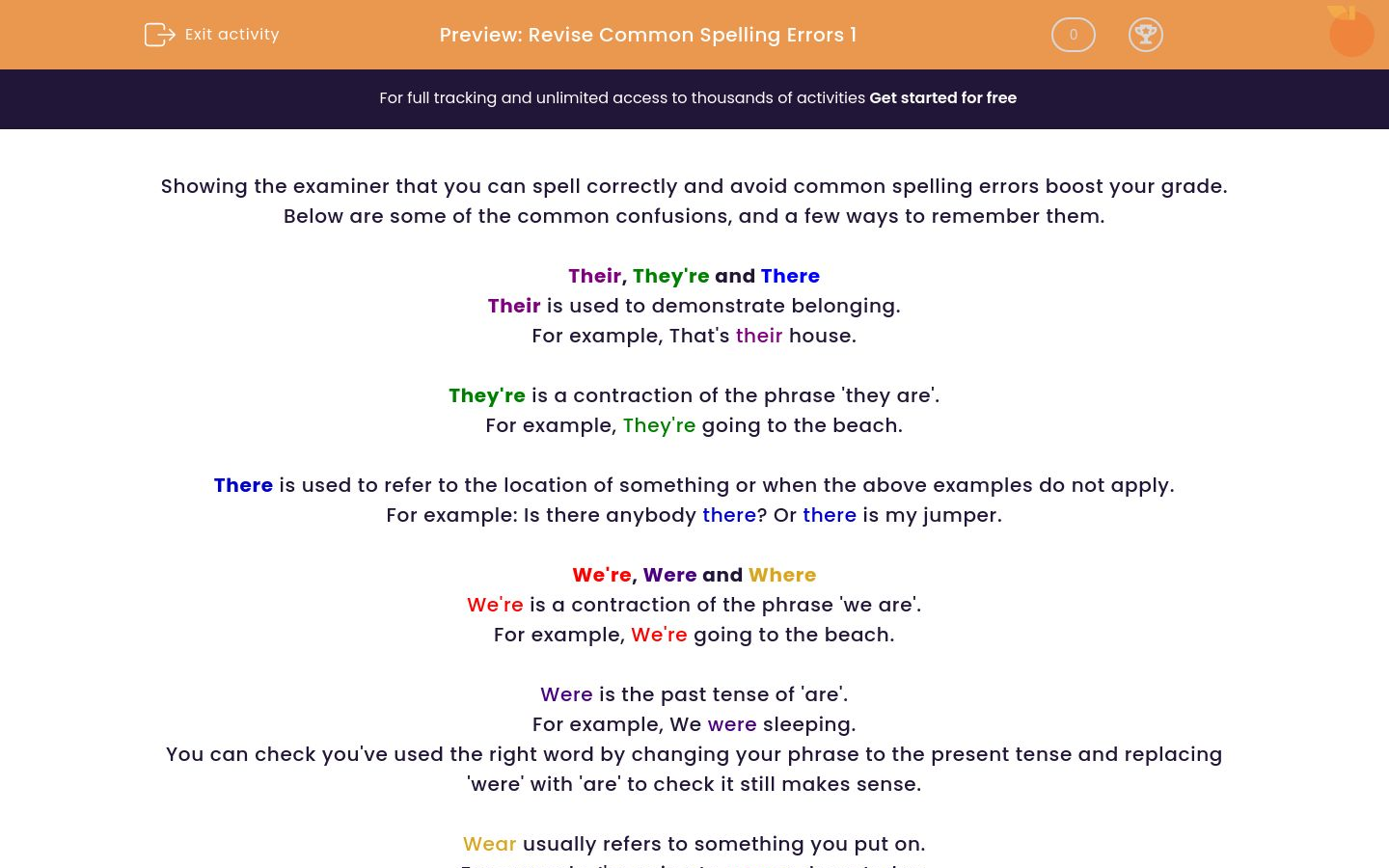 Revise Common Spelling Errors Worksheet - EdPlace