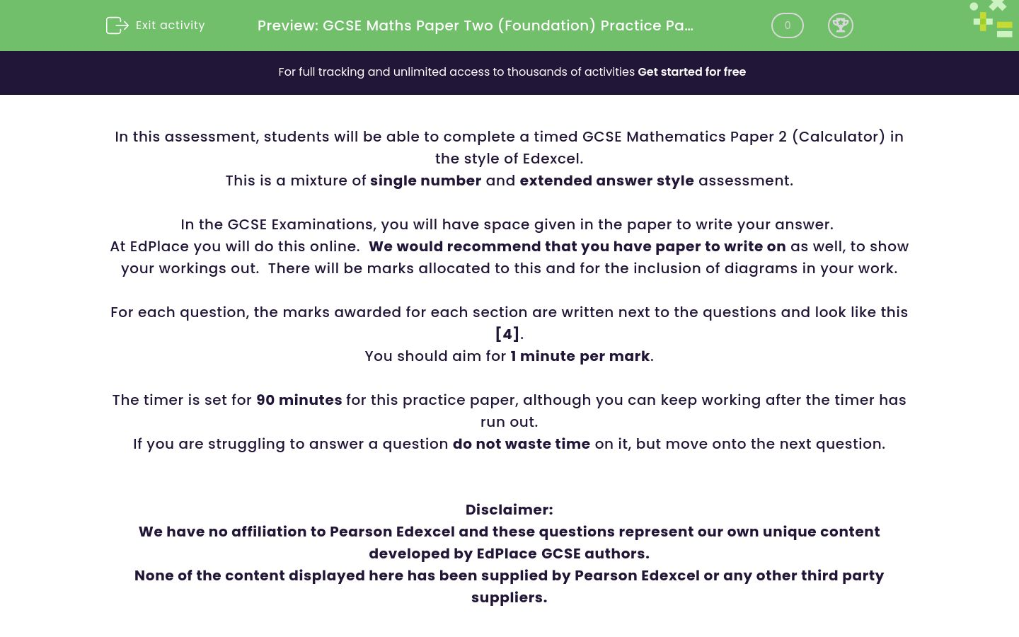 GCSE Maths Paper Two (Foundation) Practice Paper in the Style of ...