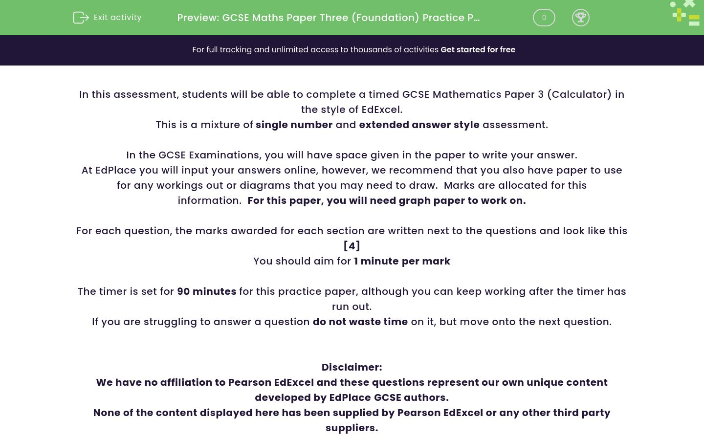 GCSE Maths Paper Three (Foundation) Practice Paper in the Style of ...