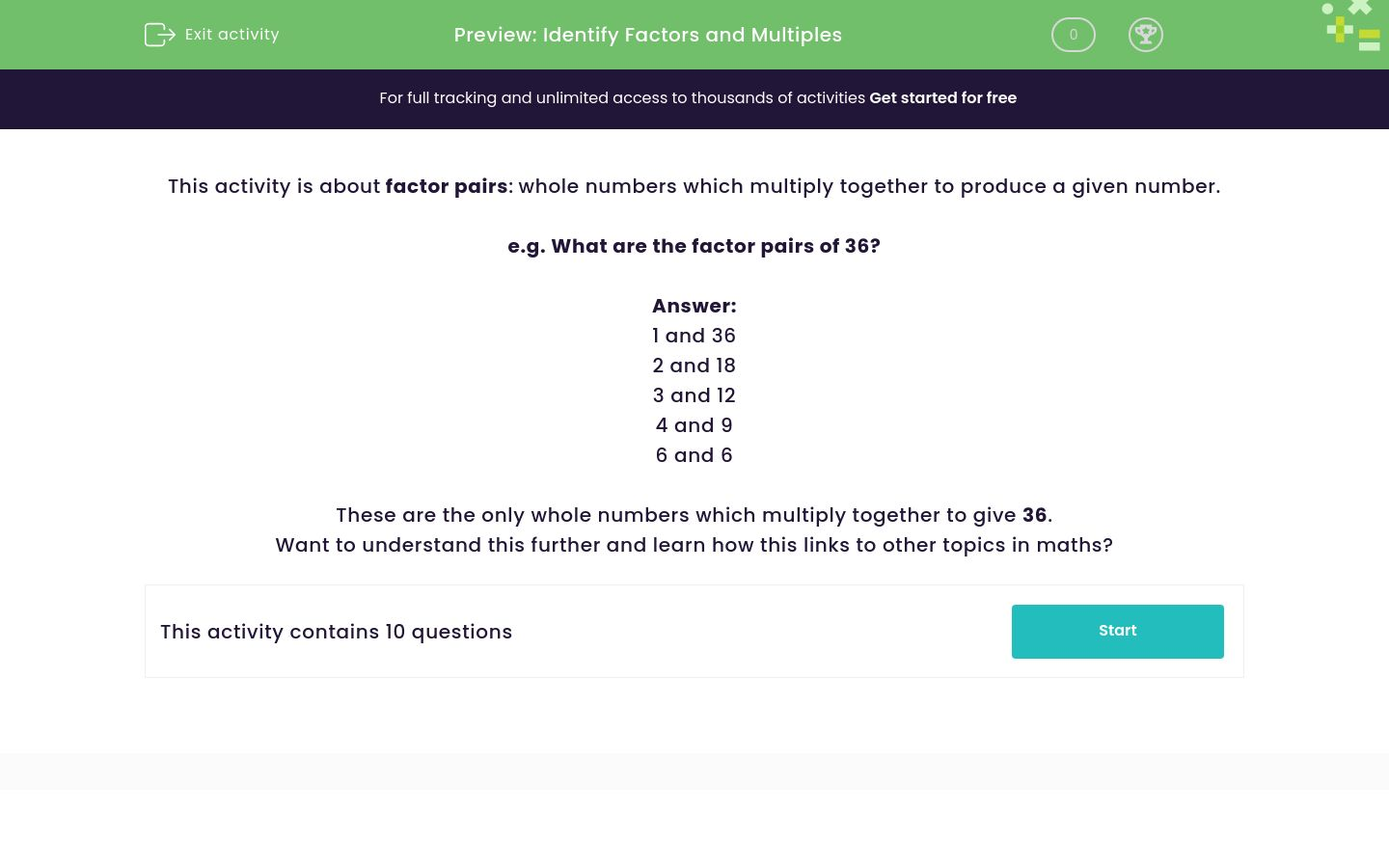 Identify Factor Pairs Worksheet - EdPlace