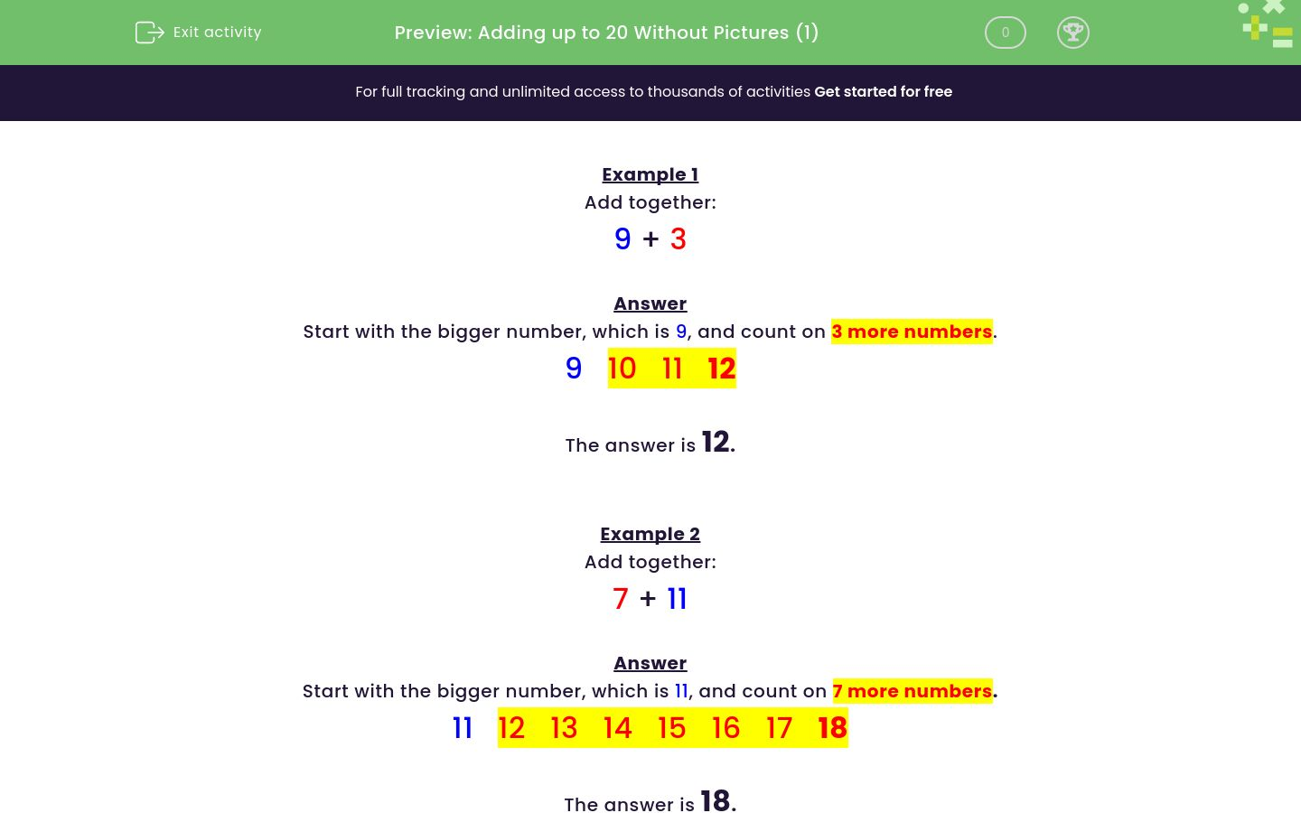 Add Two Numbers Up to 20 Worksheet - EdPlace