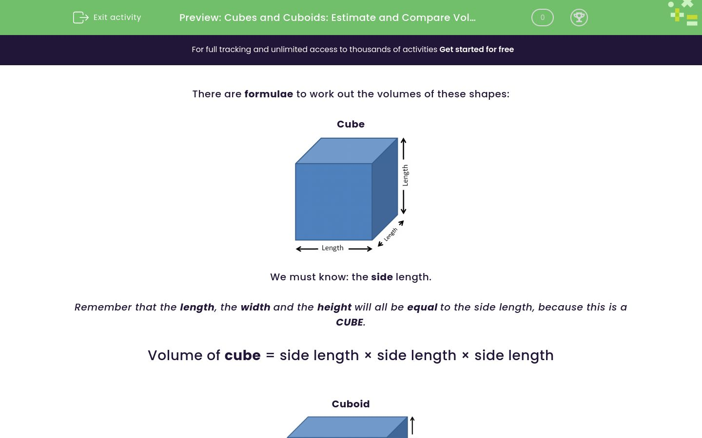Estimate and Compare Volumes of Cubes and Cuboids Worksheet - EdPlace