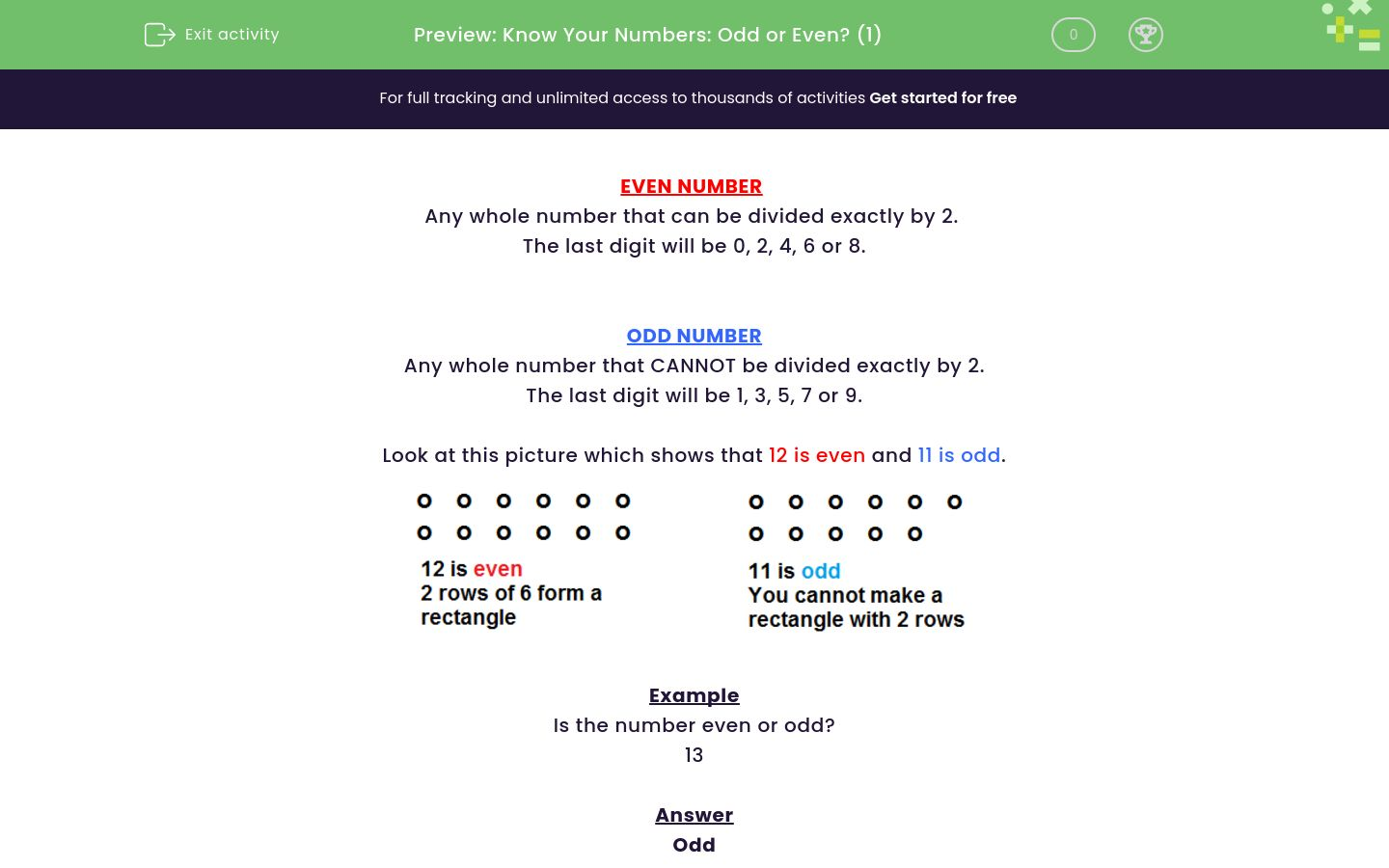 Recognise Odd and Even Numbers Worksheet - EdPlace