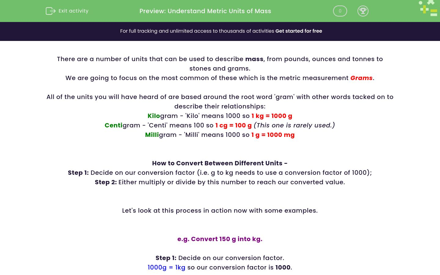 Understand Metric Units of Mass Worksheet - EdPlace